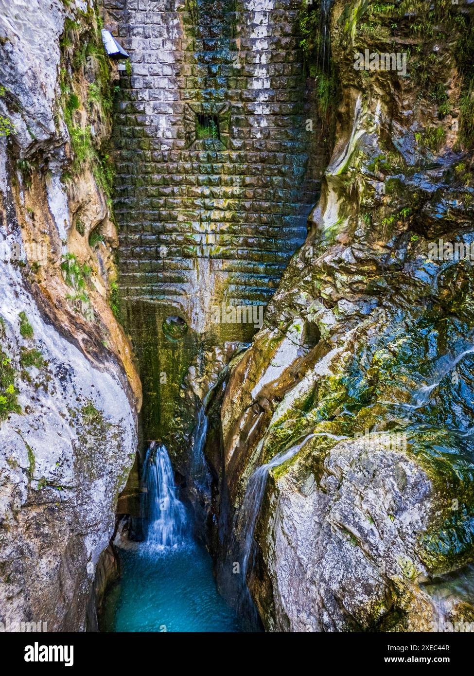 Waterfall and dam in the Julian Prealps. Crosis, pearl of Tarcento ...