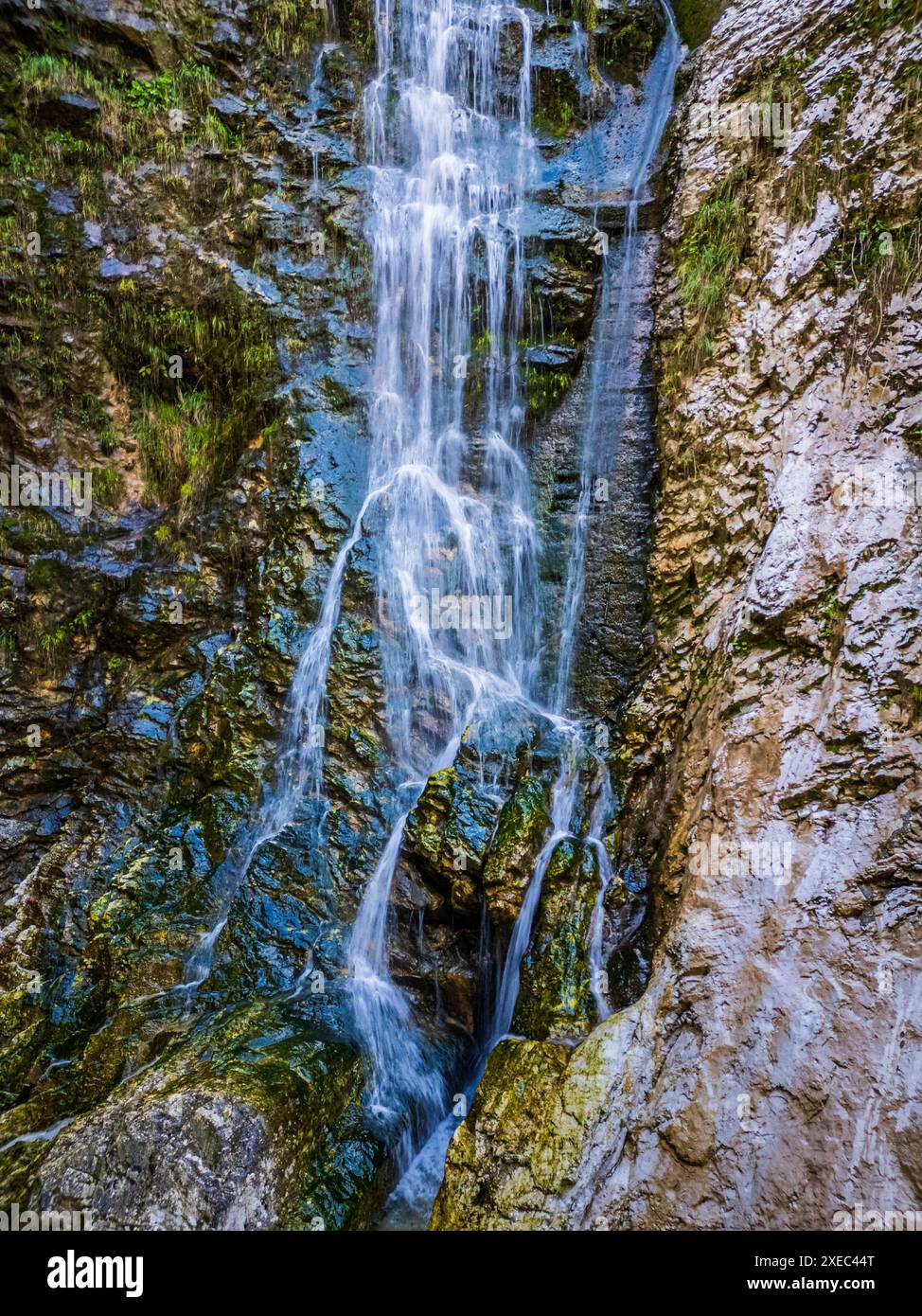 Waterfall and dam in the Julian Prealps. Crosis, pearl of Tarcento ...