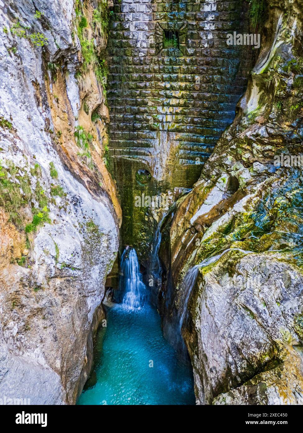 Waterfall and dam in the Julian Prealps. Crosis, pearl of Tarcento ...