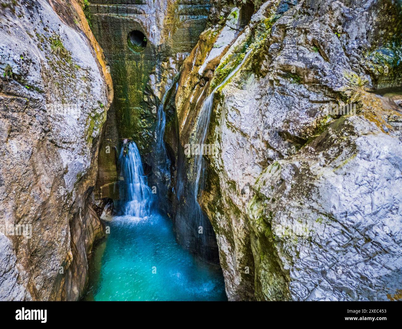 Waterfall and dam in the Julian Prealps. Crosis, pearl of Tarcento ...