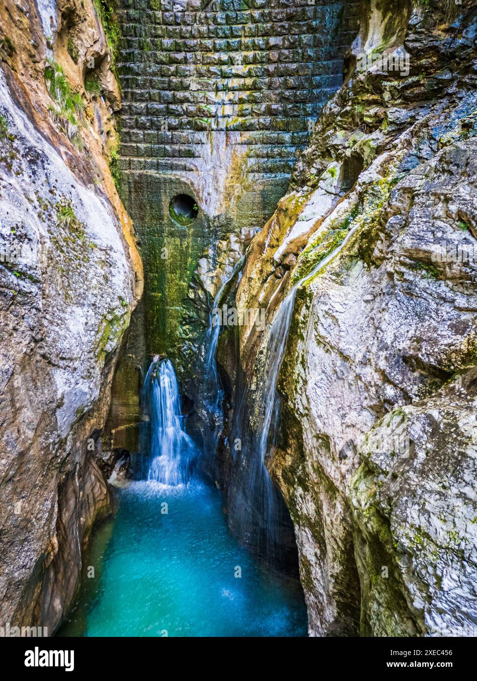 Waterfall and dam in the Julian Prealps. Crosis, pearl of Tarcento ...