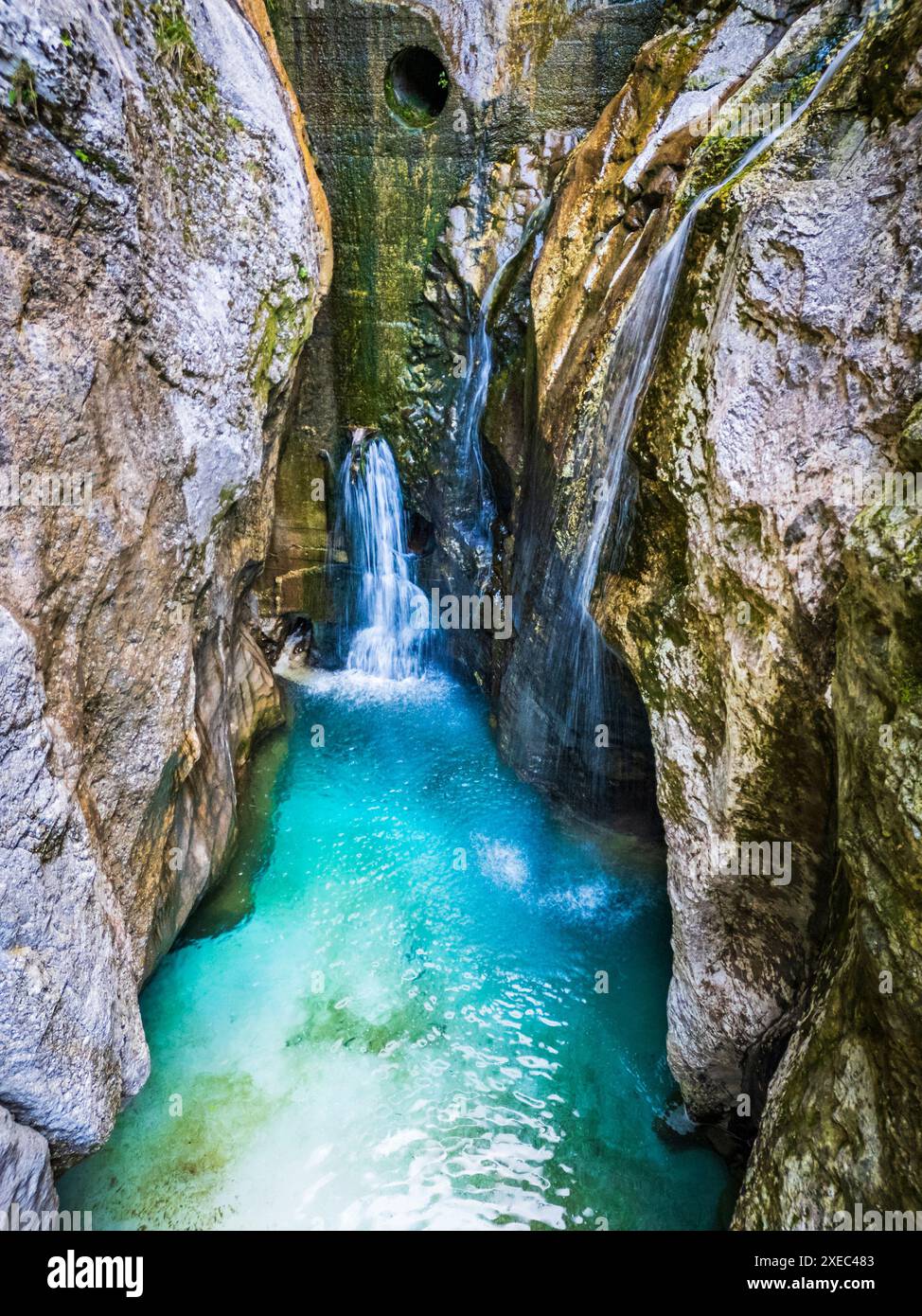 Waterfall and dam in the Julian Prealps. Crosis, pearl of Tarcento ...