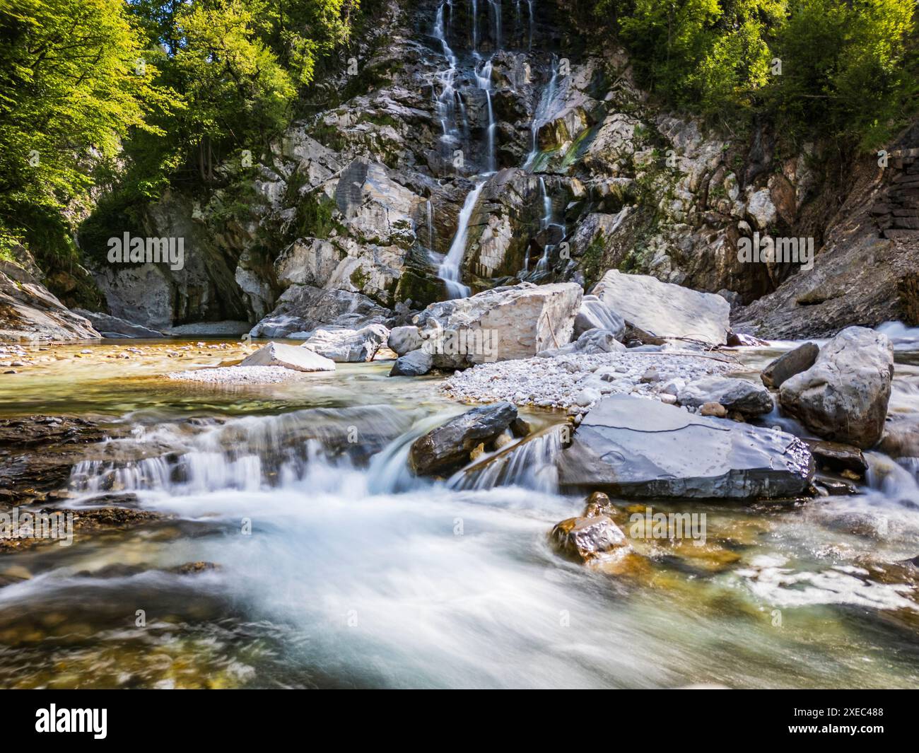 Waterfall and dam in the Julian Prealps. Crosis, pearl of Tarcento ...
