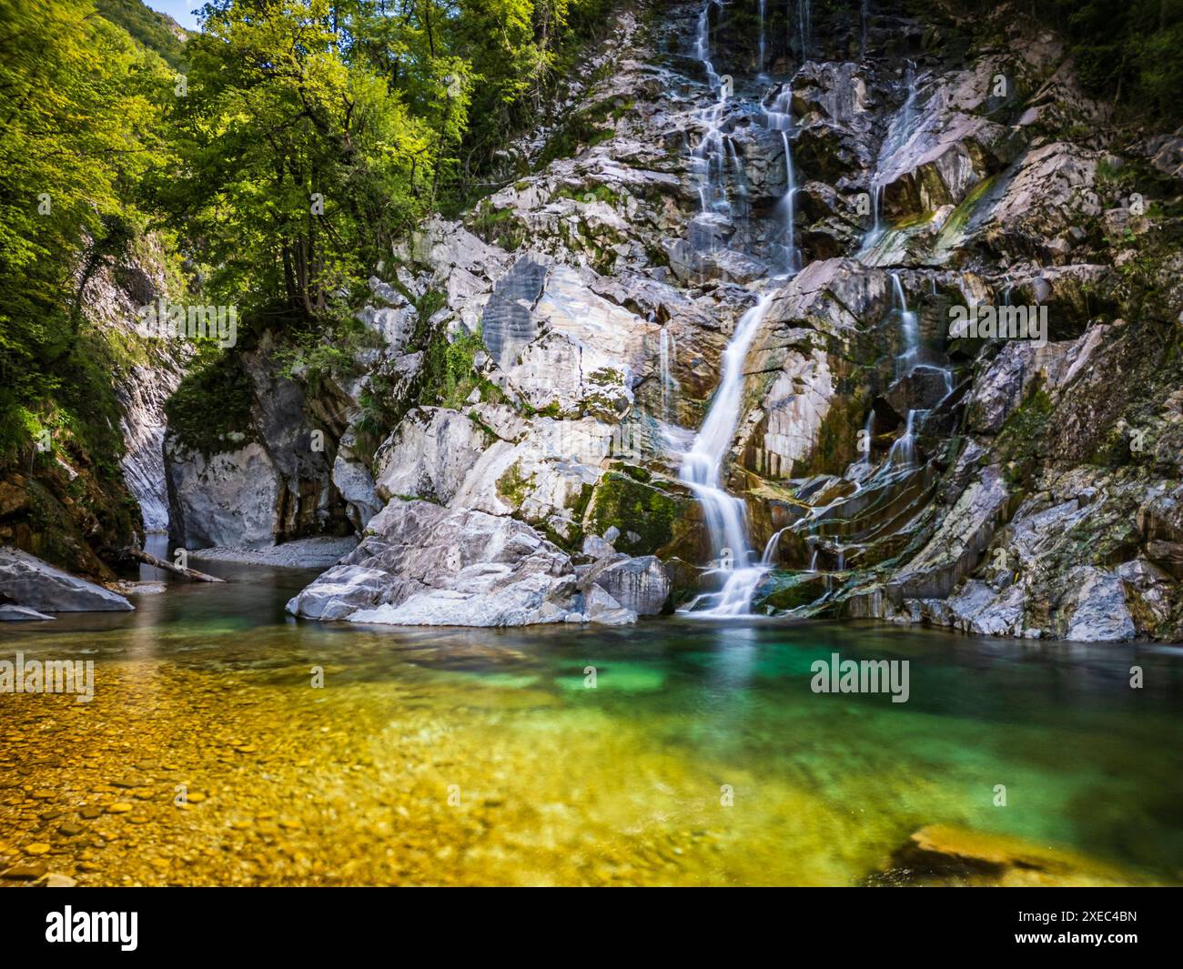 Waterfall and dam in the Julian Prealps. Crosis, pearl of Tarcento ...