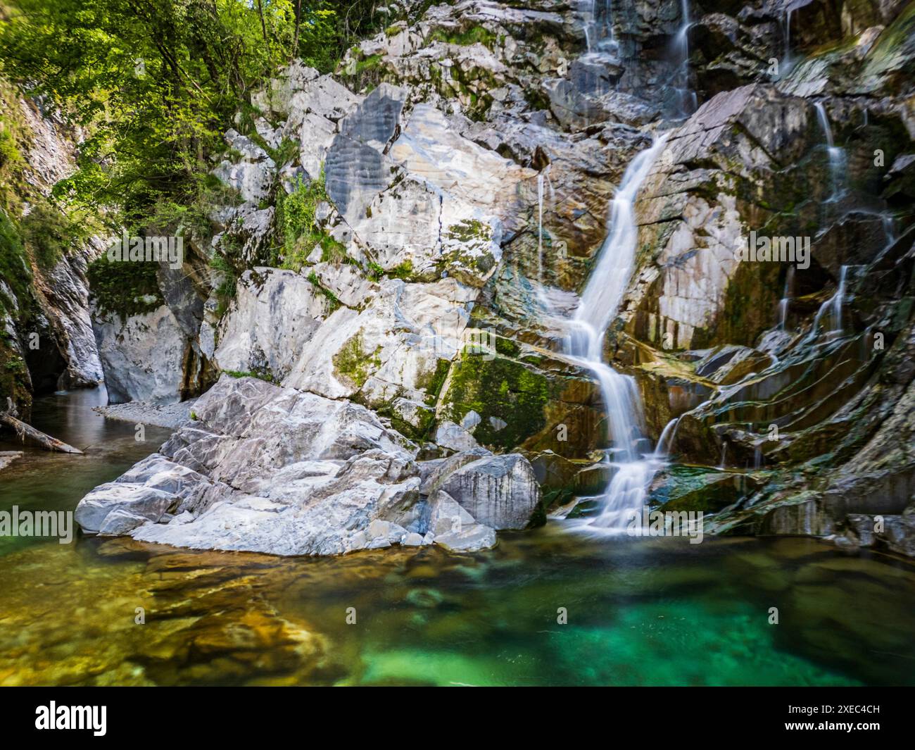 Waterfall and dam in the Julian Prealps. Crosis, pearl of Tarcento ...