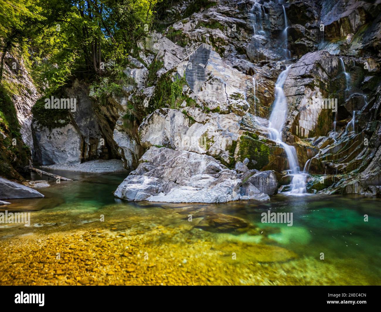 Waterfall and dam in the Julian Prealps. Crosis, pearl of Tarcento ...
