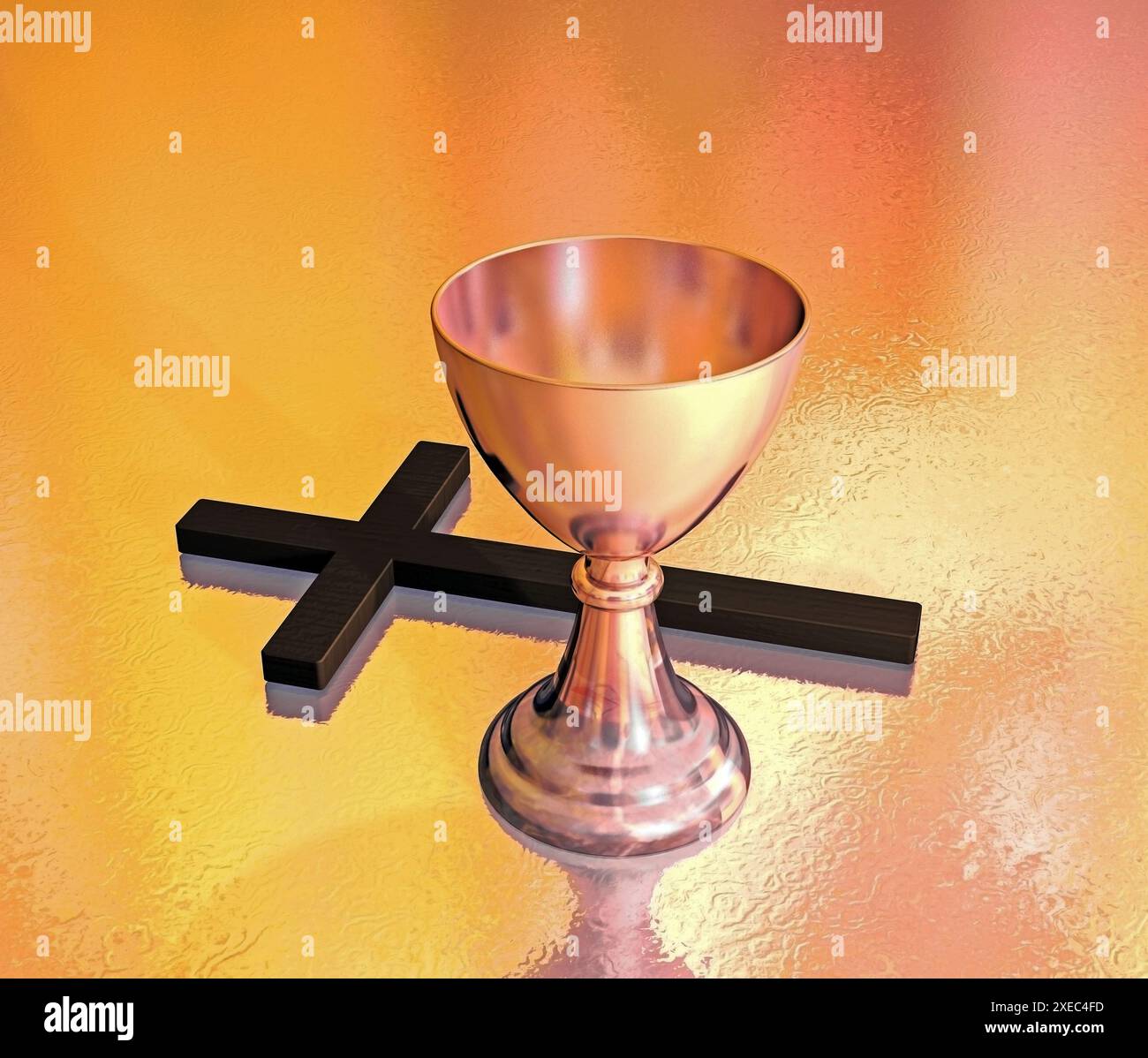 Golden chalice with cross Stock Photo - Alamy