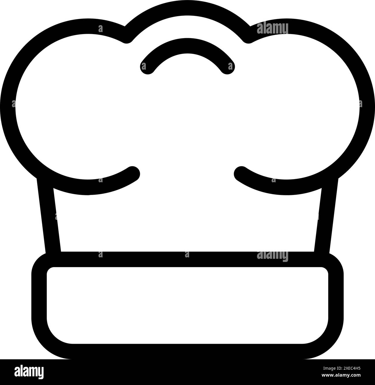 Simple line art illustration of a classic chef's hat, representing ...