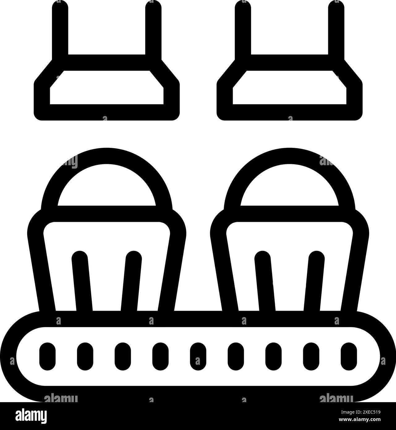 Conveyor belt moving cups in factory mass production line Stock Vector ...