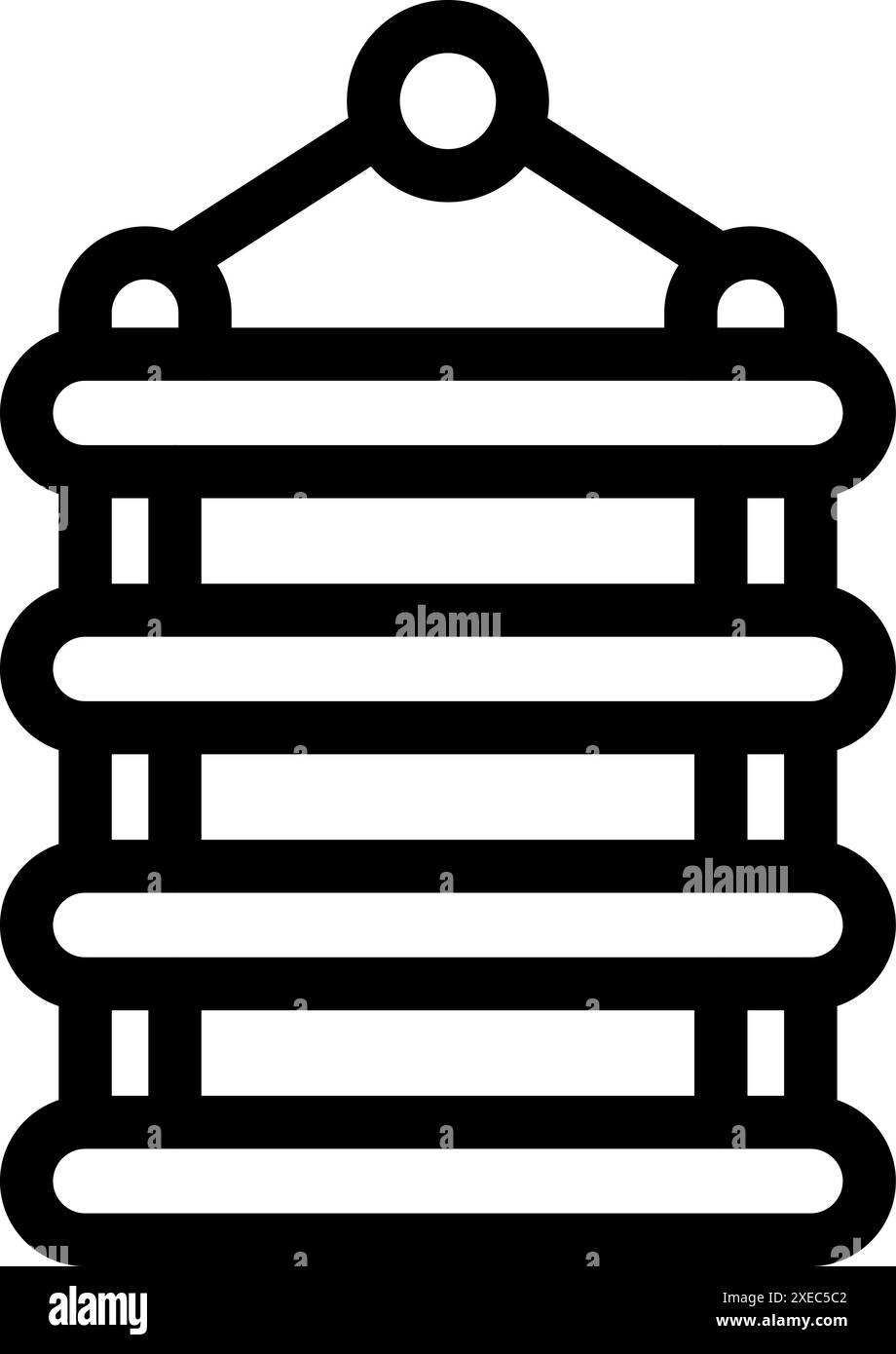 Simple, bold line icon of hanging shelves, perfect for representing ...