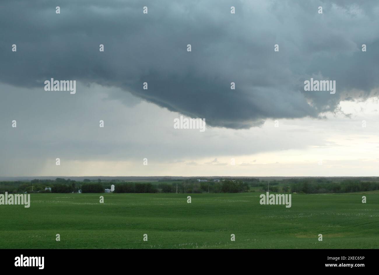 Rotating wall cloud of a developing tornado in Alberta, Canada Stock ...