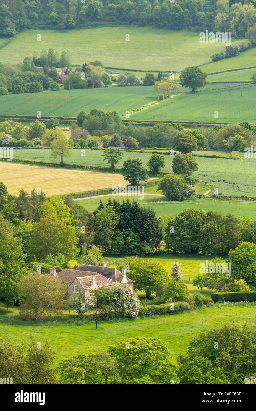 Farmhouse surrounded by rolling Cotswolds countryside, Dursley ...