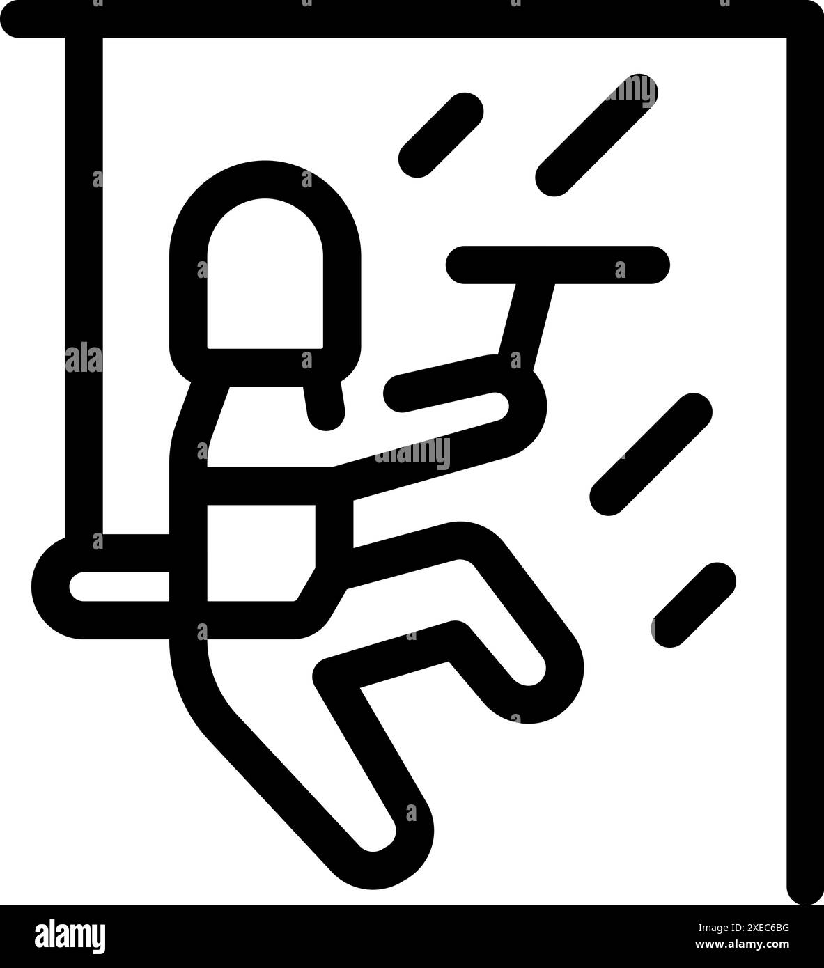 Industrial climber is painting a building facade using rope access ...