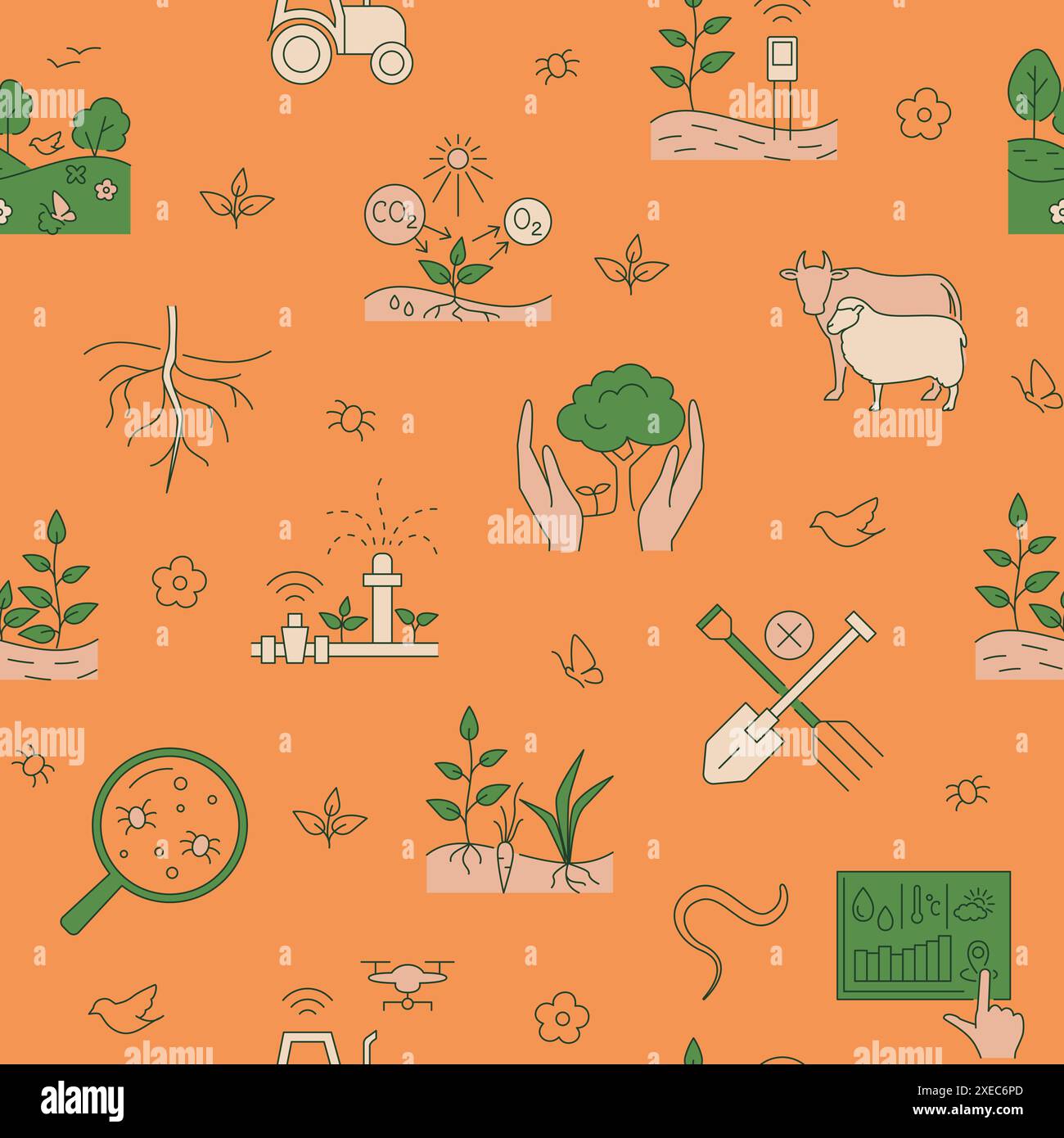 Smart farming seamless pattern. Agriculture technology, harvest ...