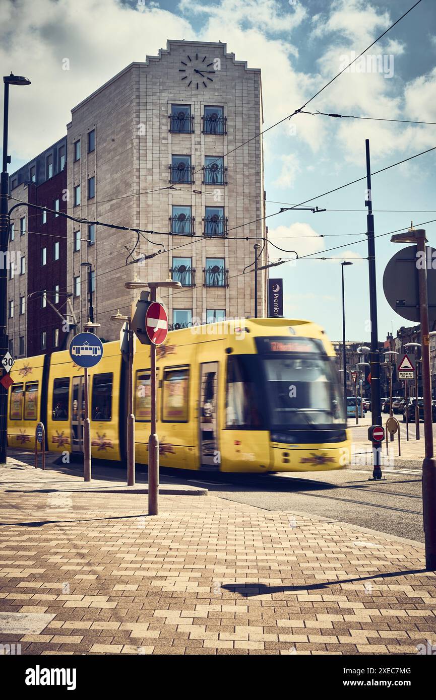 After 60 years trams,once again,run through Blackpool town centre ...