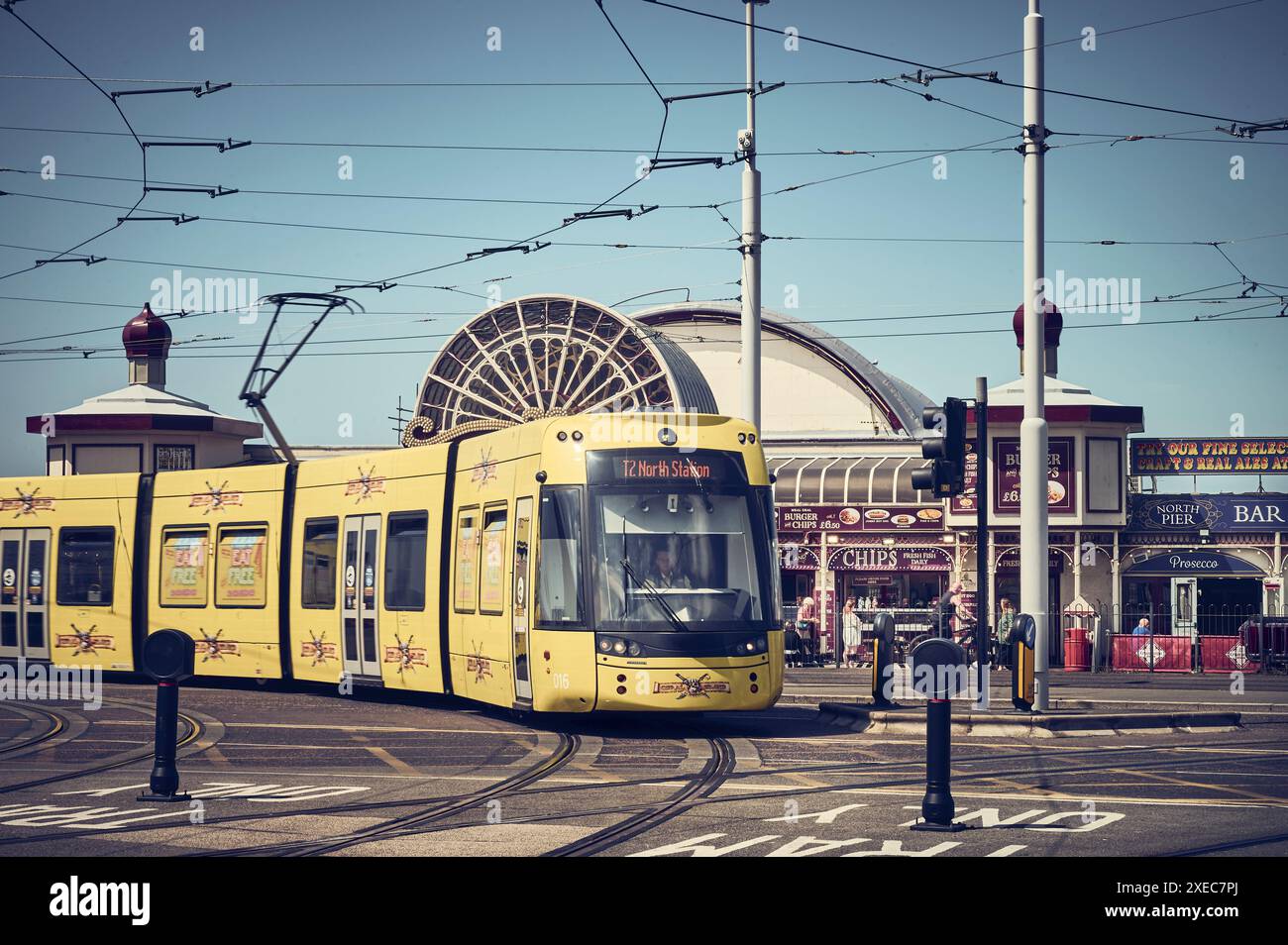 After 60 years trams,once again,run through Blackpool town centre.Tram ...