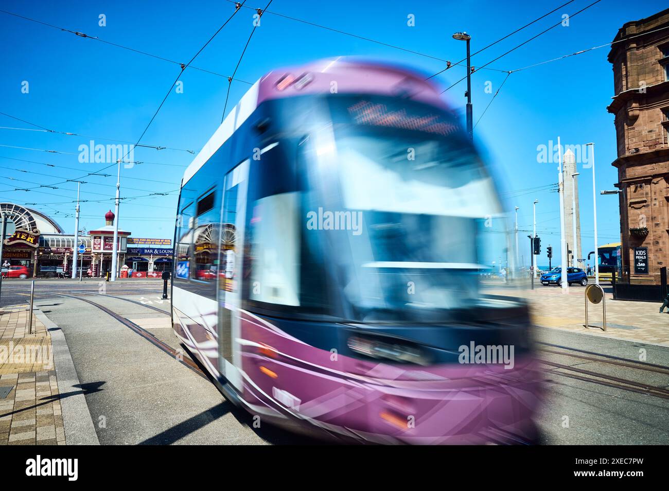 After 60 years trams,once again,run through Blackpool town centre Stock ...