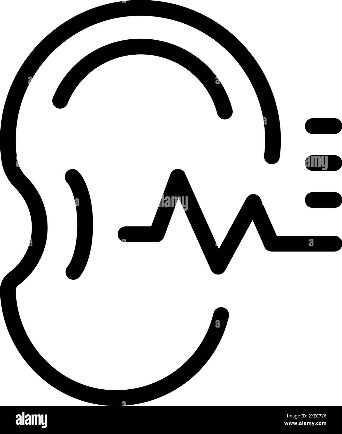 Simple line art of a human ear receiving sound waves, representing ...