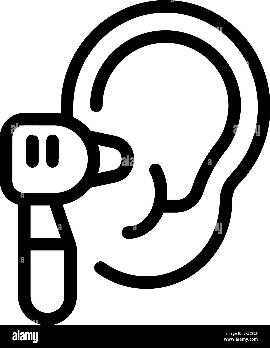 Line icon of an otoscope being used to look inside a patient's ear ...