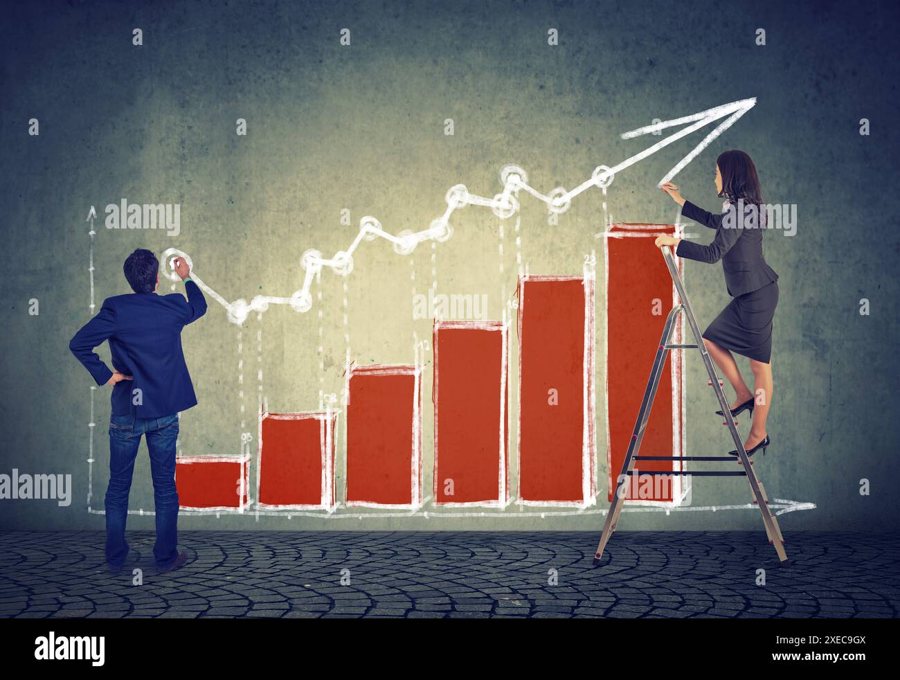 Businesspeople projecting future company growth and success Stock Photo ...