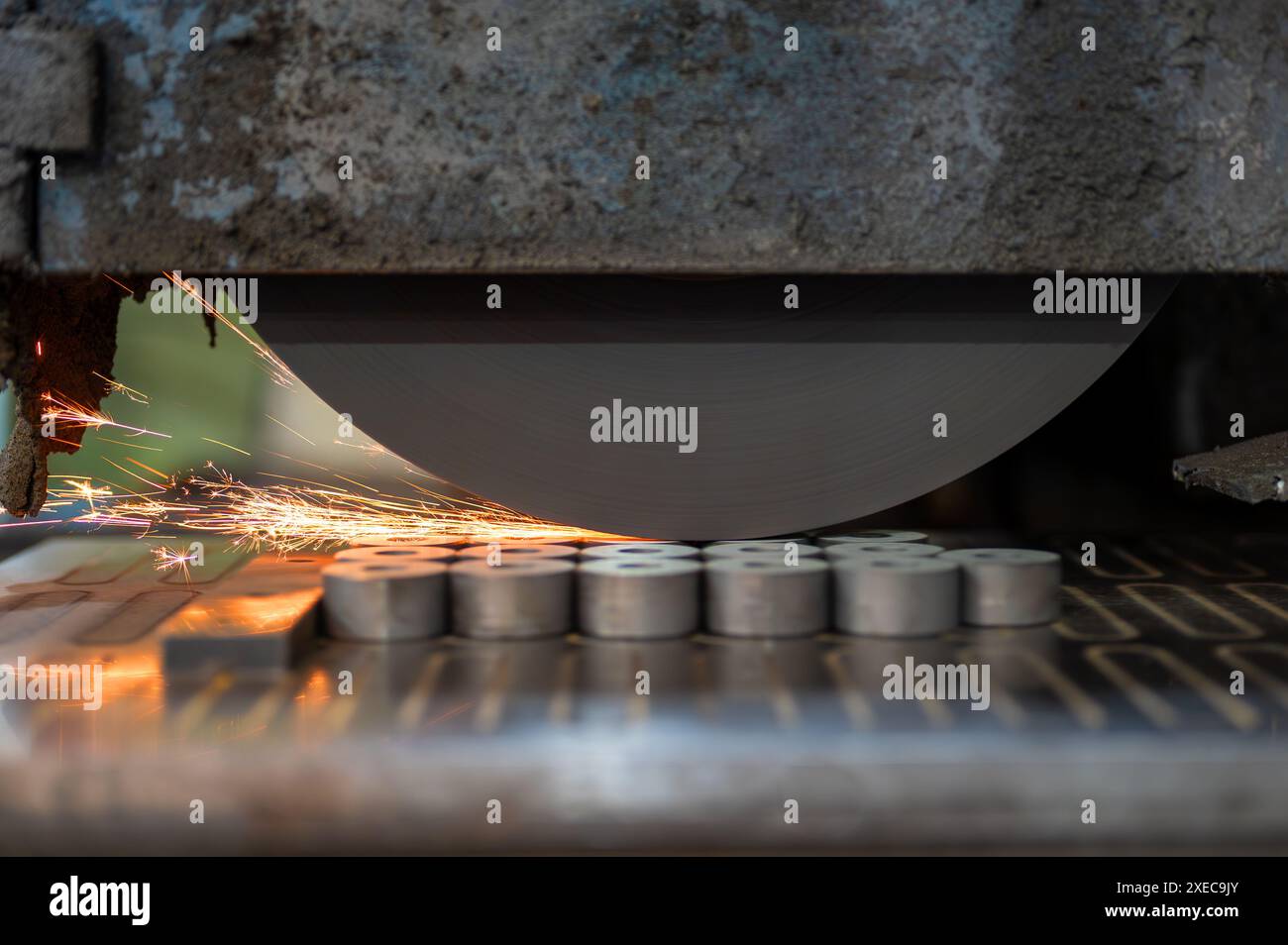 Finishing metal working on horizontal surface grinder machine Stock ...