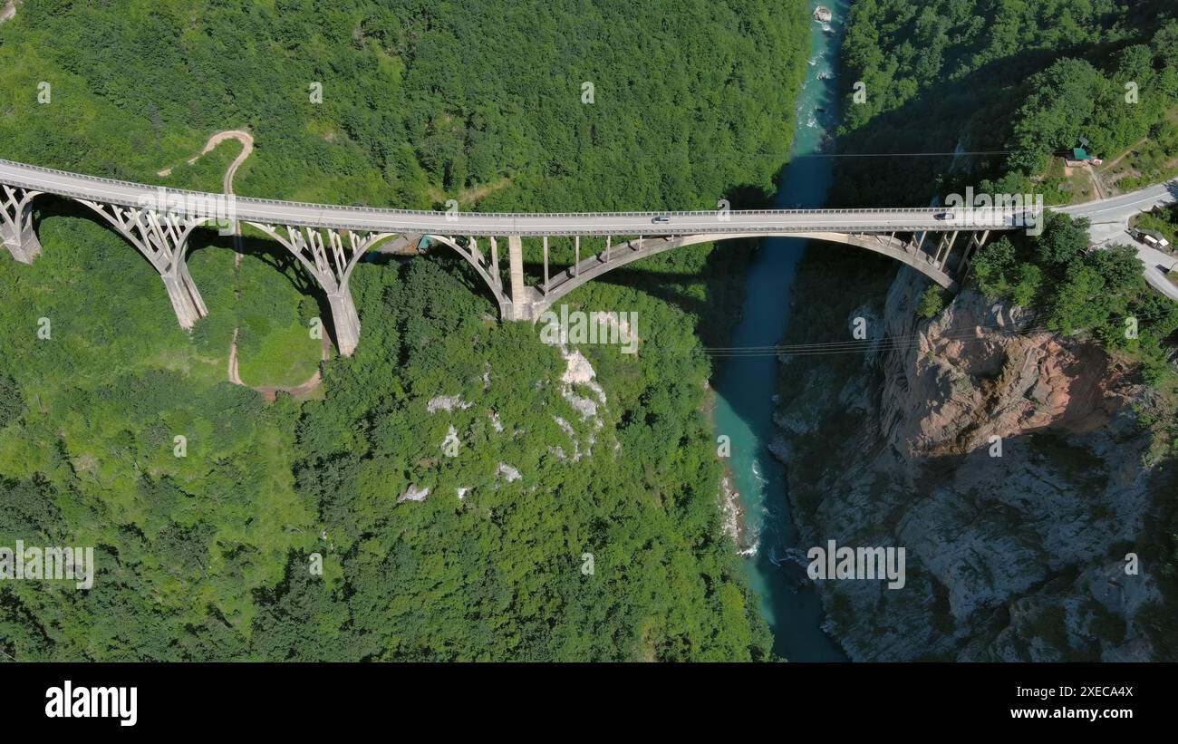 Aerial view on Djurdjevica arch bridge over Tara Stock Photo - Alamy