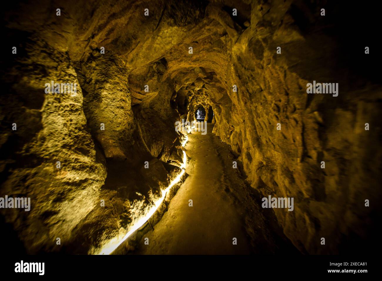 Dimly Lit Pathway in Quinta da Regaleira Tunnel - Sintra, Portugal ...