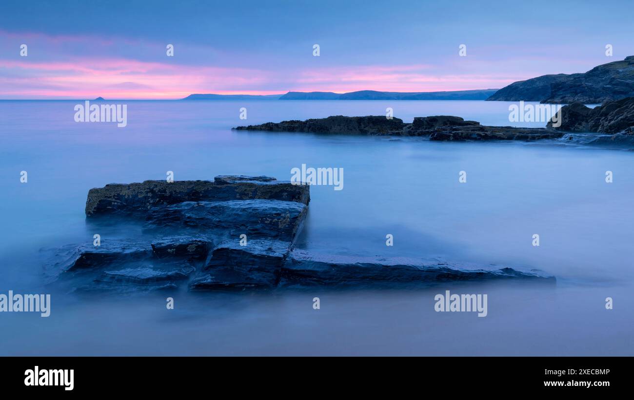 Sunrise over the North Cornish coast from Mother Ivey’s Bay, Cornwall ...