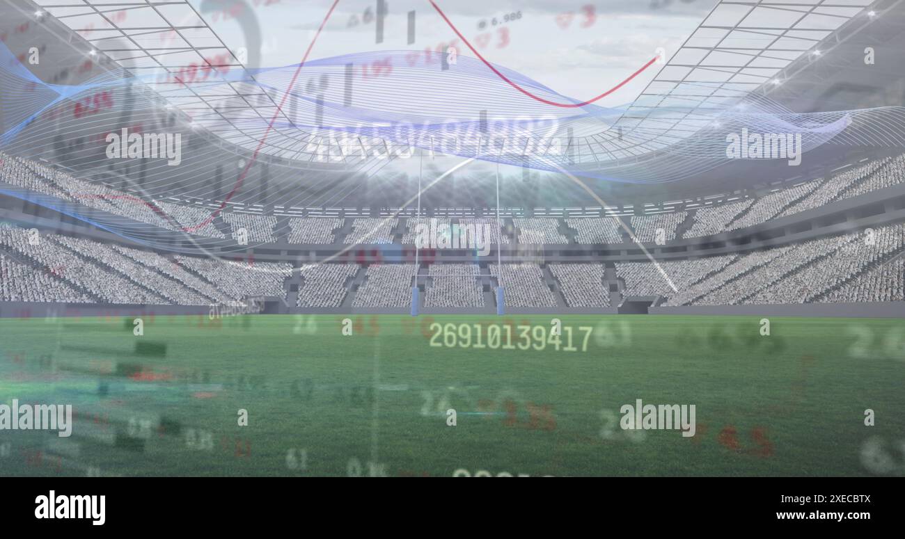 Image of multiple graphs, changing numbers, stock market data over ...