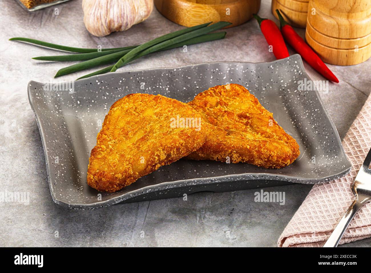 Fried potato hash brown snack for breakfast Stock Photo - Alamy
