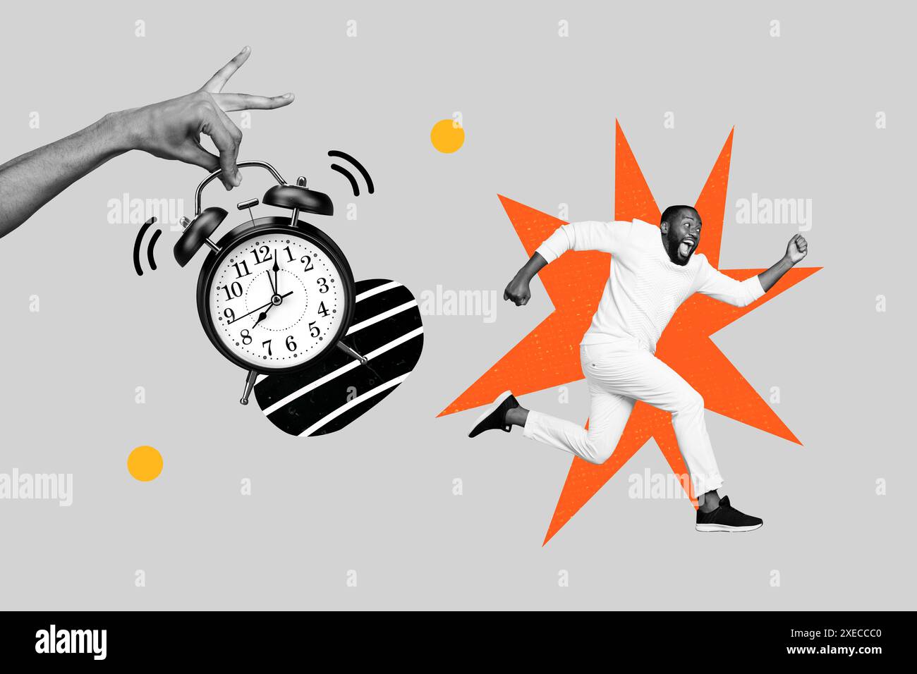 Composite collage picture image of running away businessman scared ...