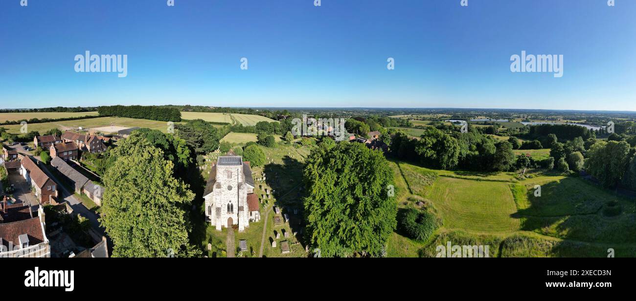 180 degrees panoramic drone view of St Michael's Church and a view over ...
