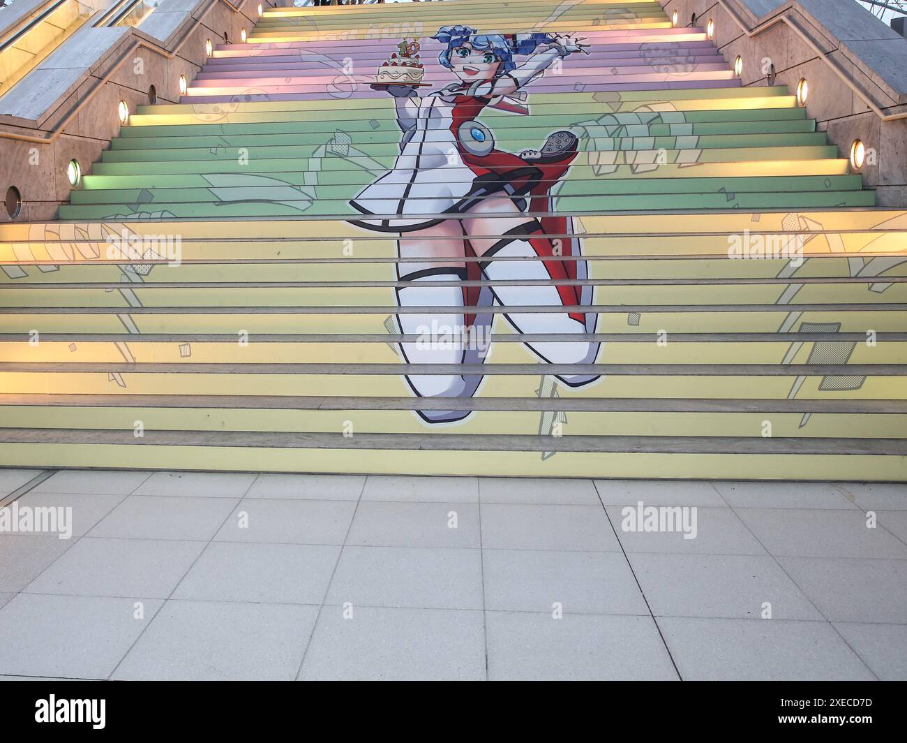 Logo Manga-Comic-Convention on a staircase during the Leipzig Book Fair ...