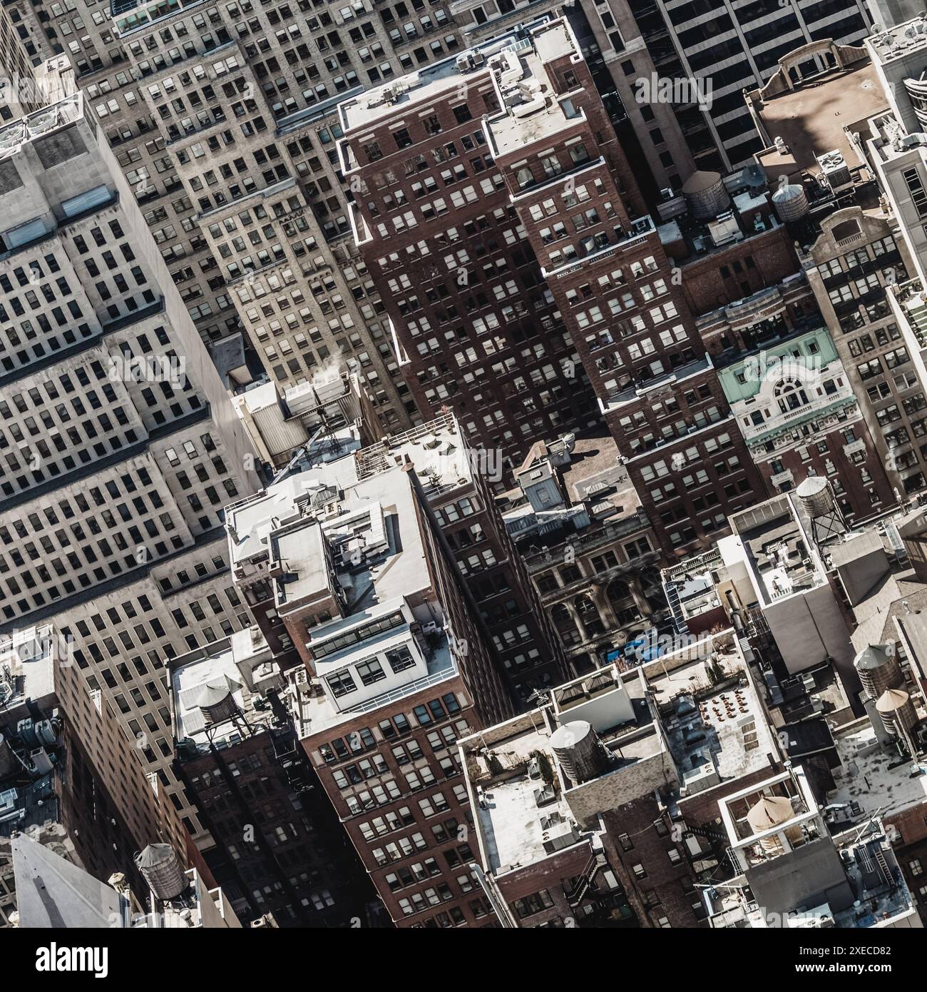 New York City, USA. Midtown Manhattan building rooftops with steam ...