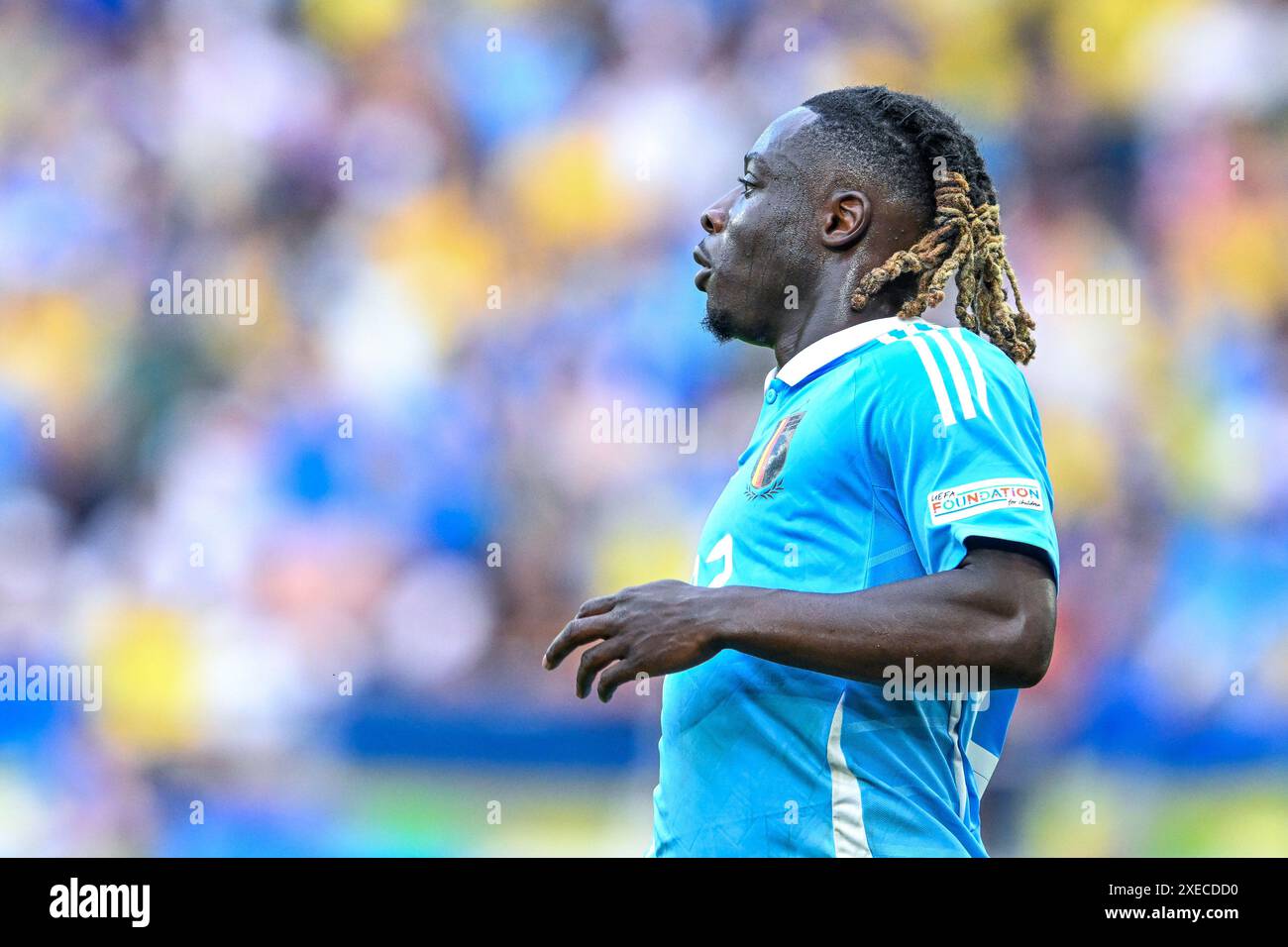 Jeremy Doku (22) of Belgium during a soccer game between the national ...