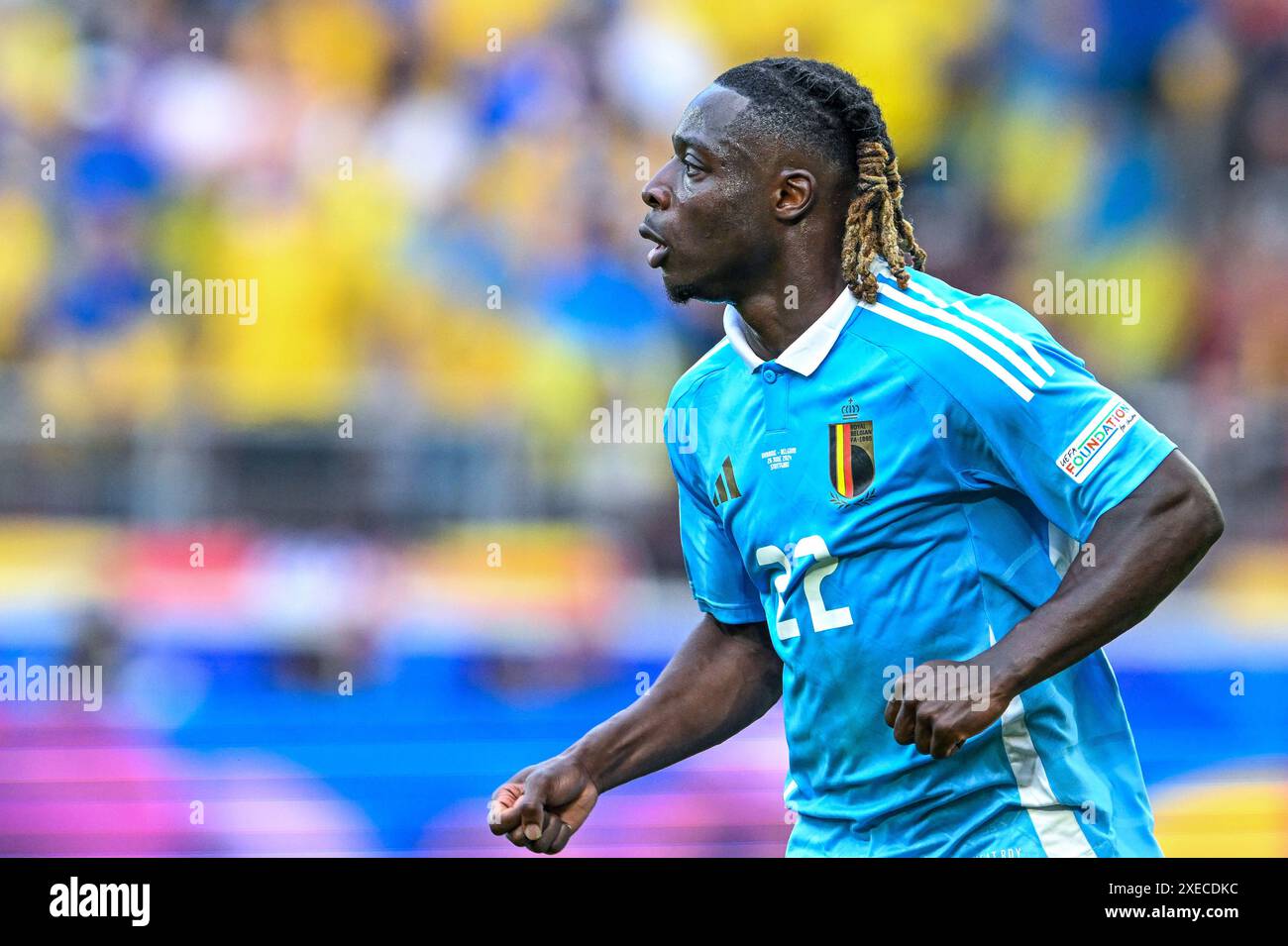 Jeremy Doku (22) of Belgium during a soccer game between the national ...