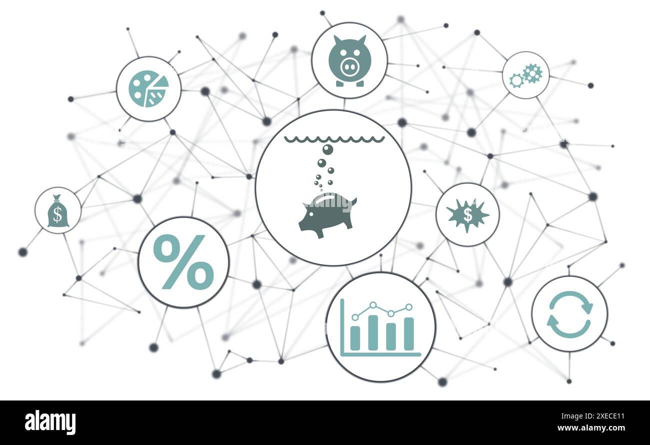 Concept of inflation with connected icons Stock Photo - Alamy