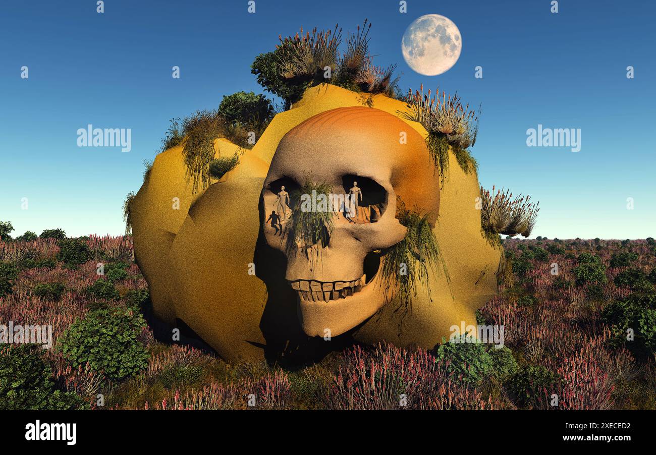Men Standing Inside A Giant Nephilim Skull Stock Photo - Alamy