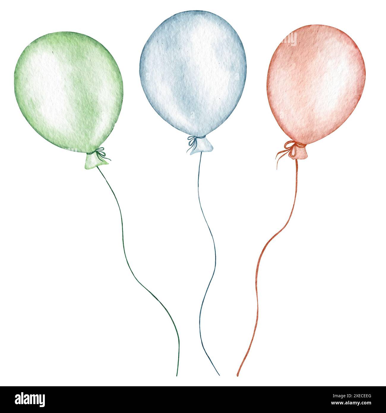 A bunch of colorful balloons. watercolor illustration Stock Photo - Alamy