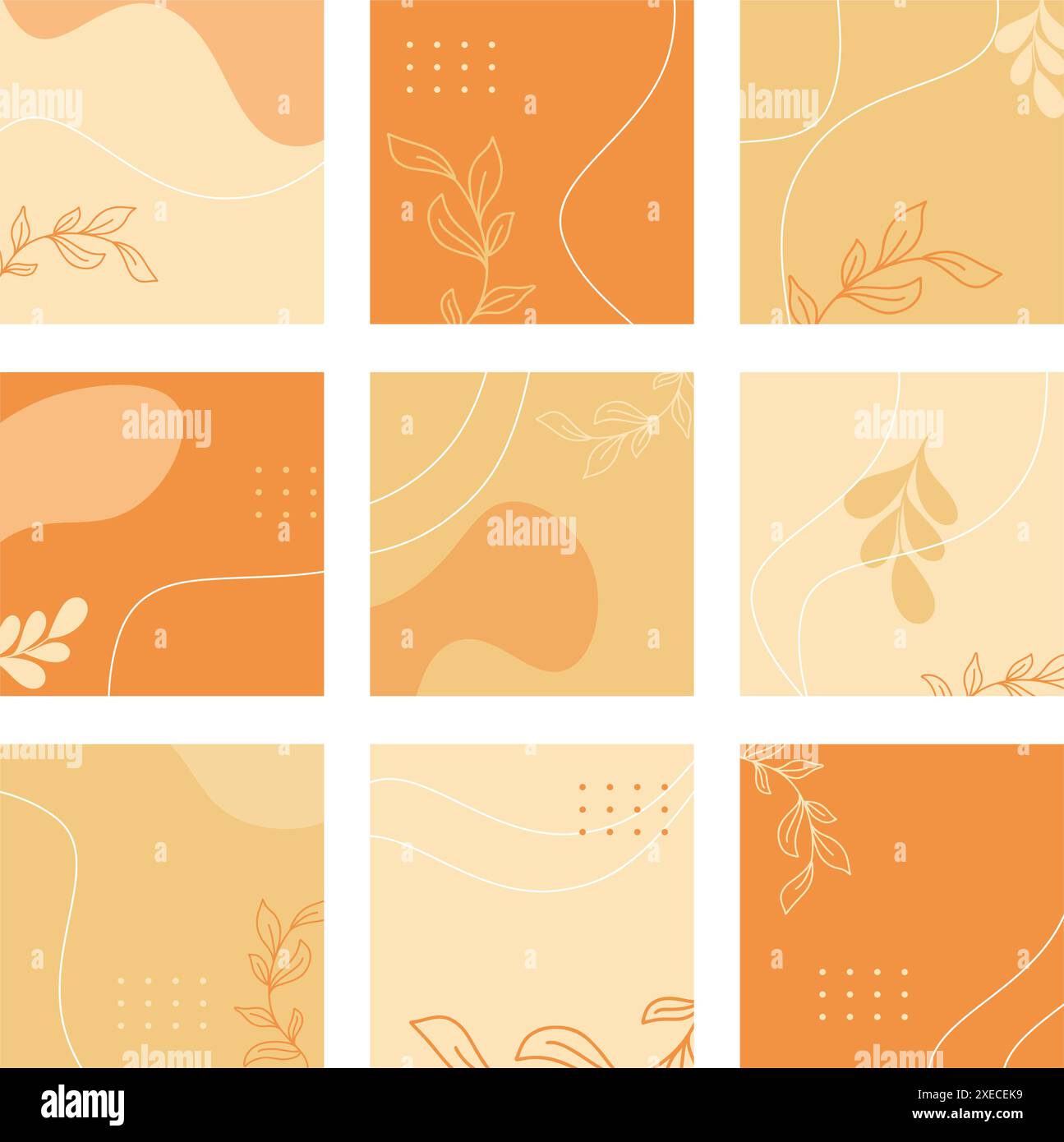 Set square autumn backgrounds for social media posts. Minimalistic ...