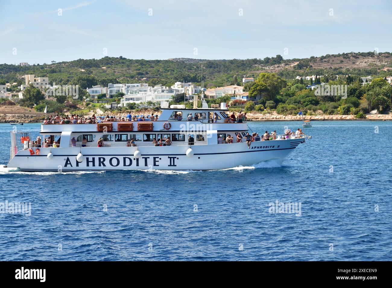 Protaras, Cyprus - Oct 10. 2019. Aphrodite II -Sightseeing ship with ...