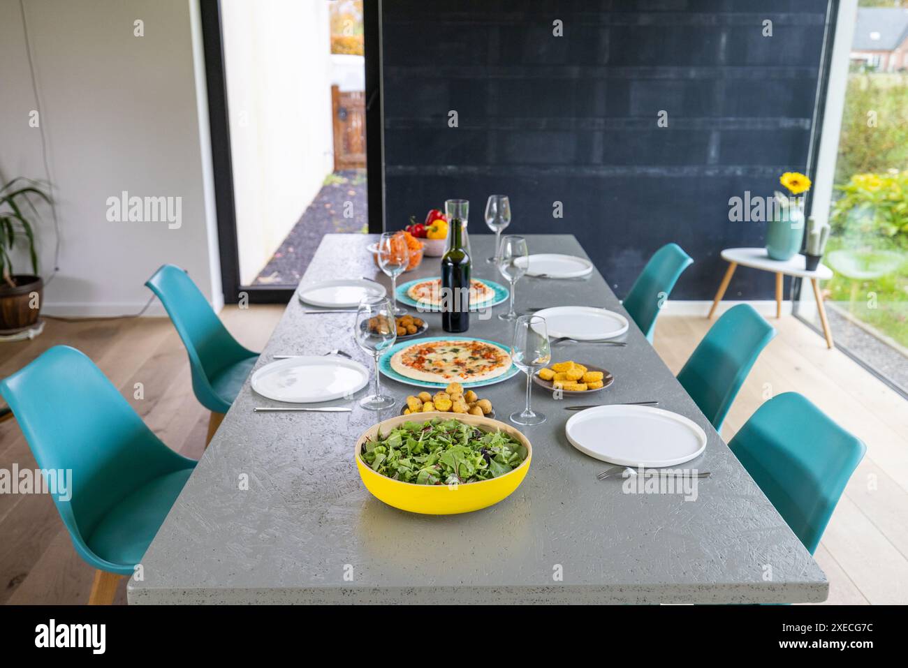 Contemporary Dining: A Modern Table Set for a Healthy Meal Stock Photo ...