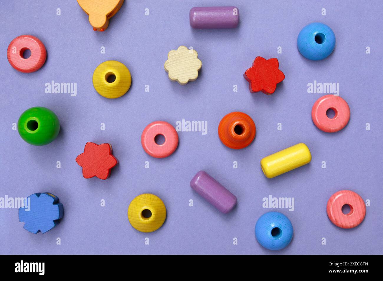 Children colorful wooden blocks flat lay background. Creativity concept ...