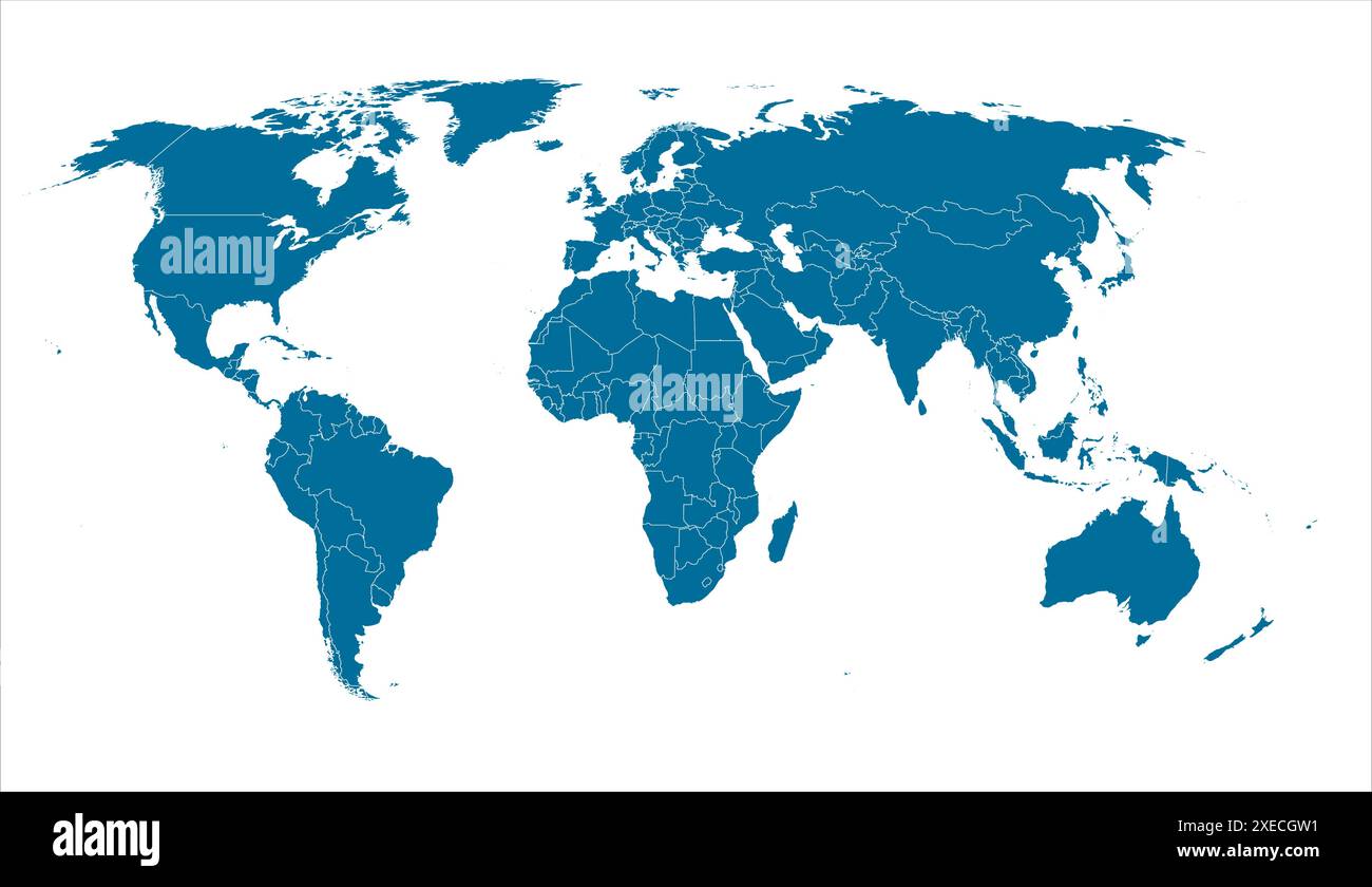 Detailed coloured world map hi-res stock photography and images - Alamy