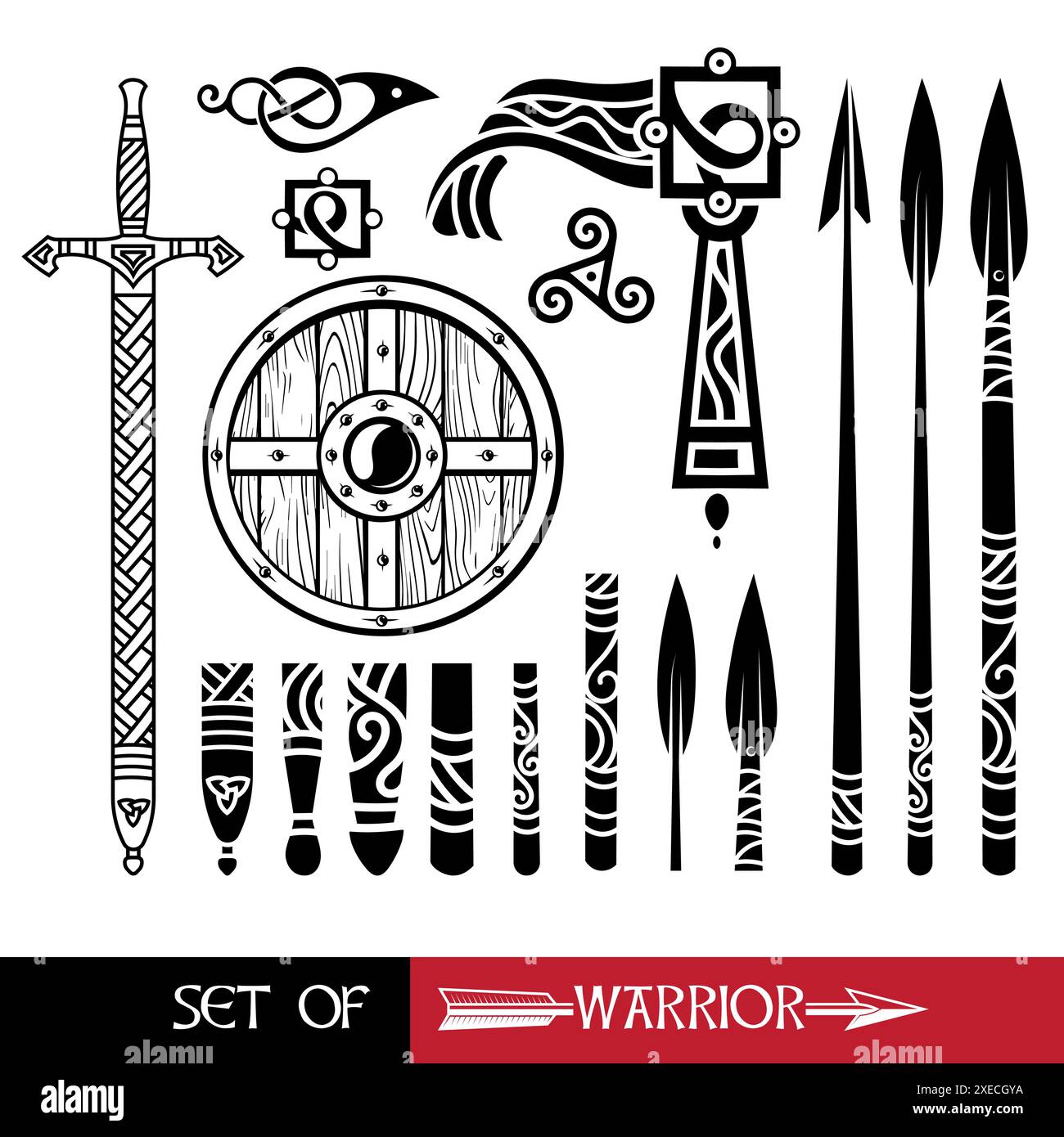 Viking Design Viking Shield And Swords Set Of Medieval Weapons