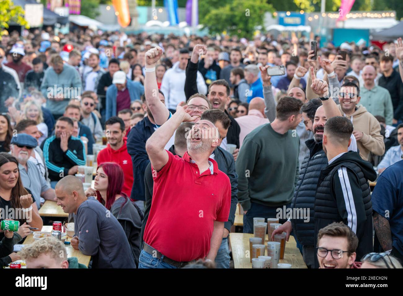 Fan Zone English fans at a big screen to watch the Euros football ...