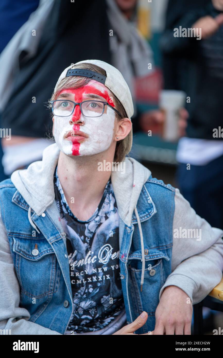 Fan Zone English fans at a big screen to watch the Euros football ...