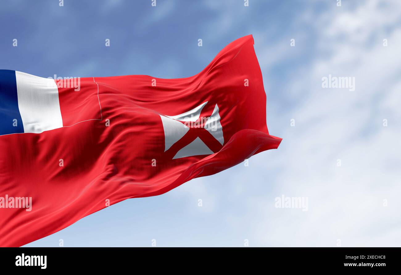 National flag of Wallis and Futuna waving on a clear day Stock Photo ...