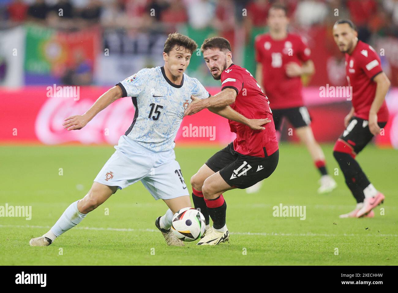 Gelsenkirchen, Germany June 26, 2024, Joao Neves of Portugal (L) and ...