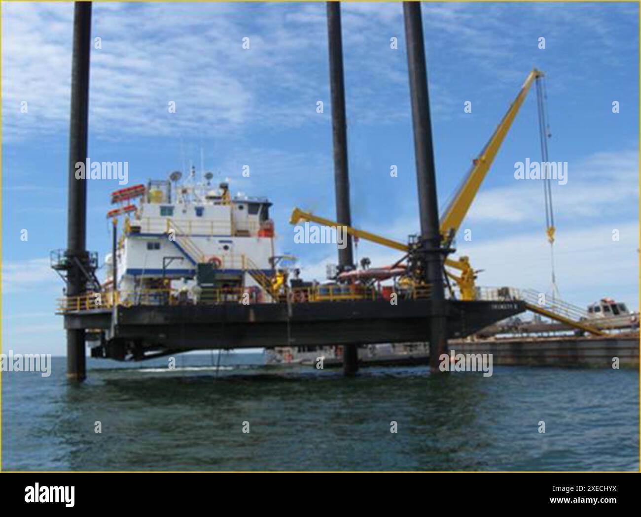 The Trinity II Liftboat in the lifted position. Trinity II Marine ...